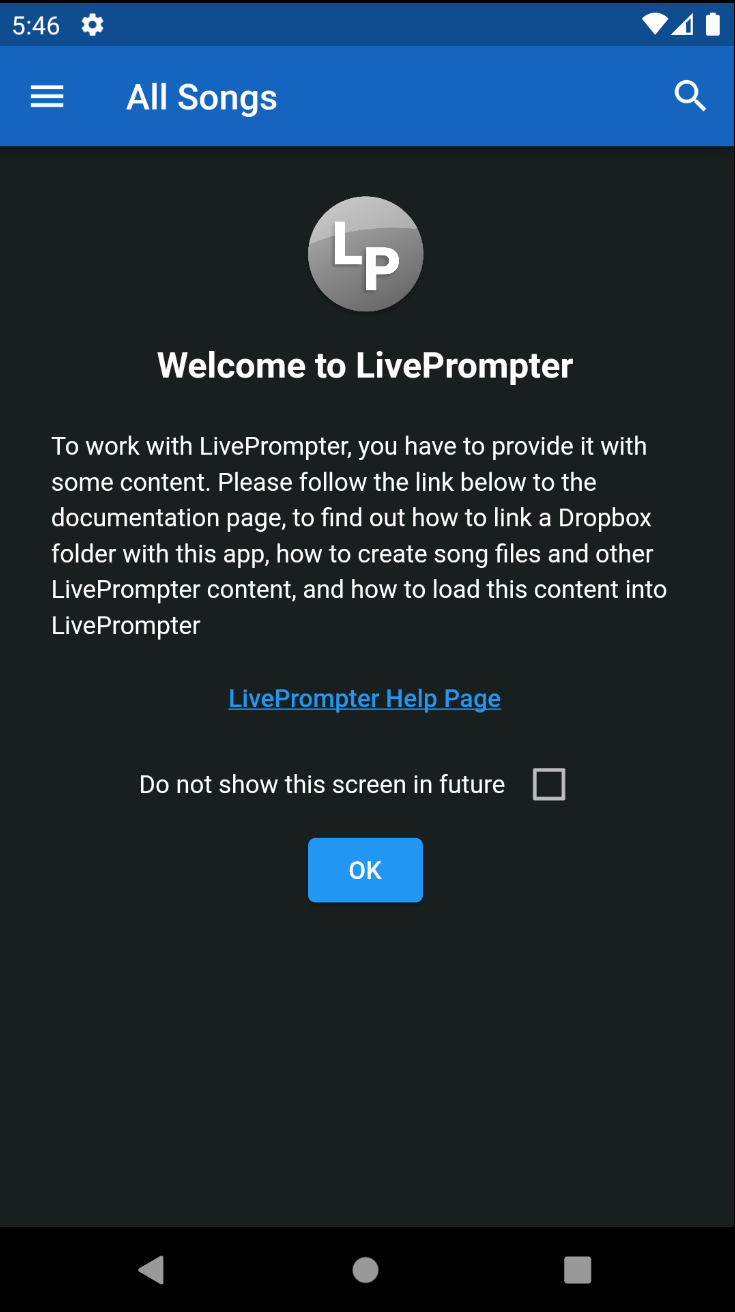 Installation and Initial Configuration – Android / iOS version – LivePrompter