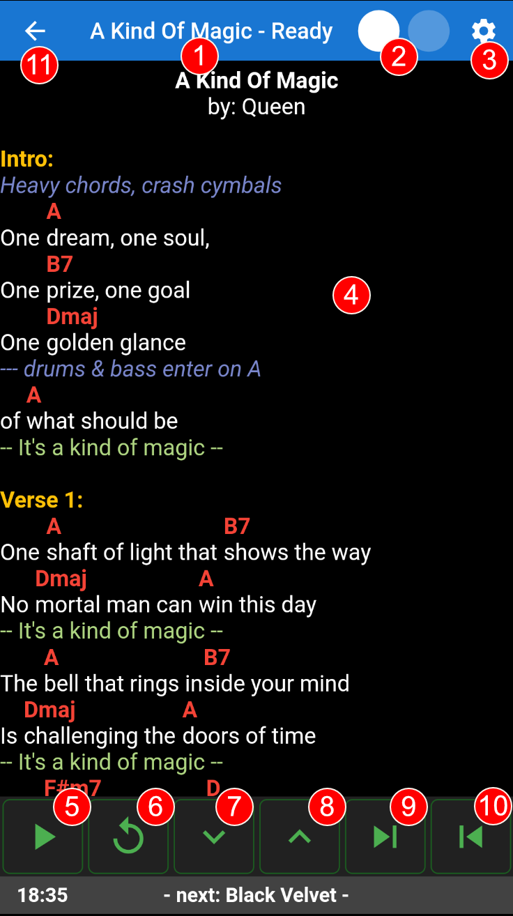 The Song Display Screen – LivePrompter