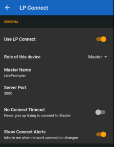 LP Connect – Master/Slave Networking – LivePrompter