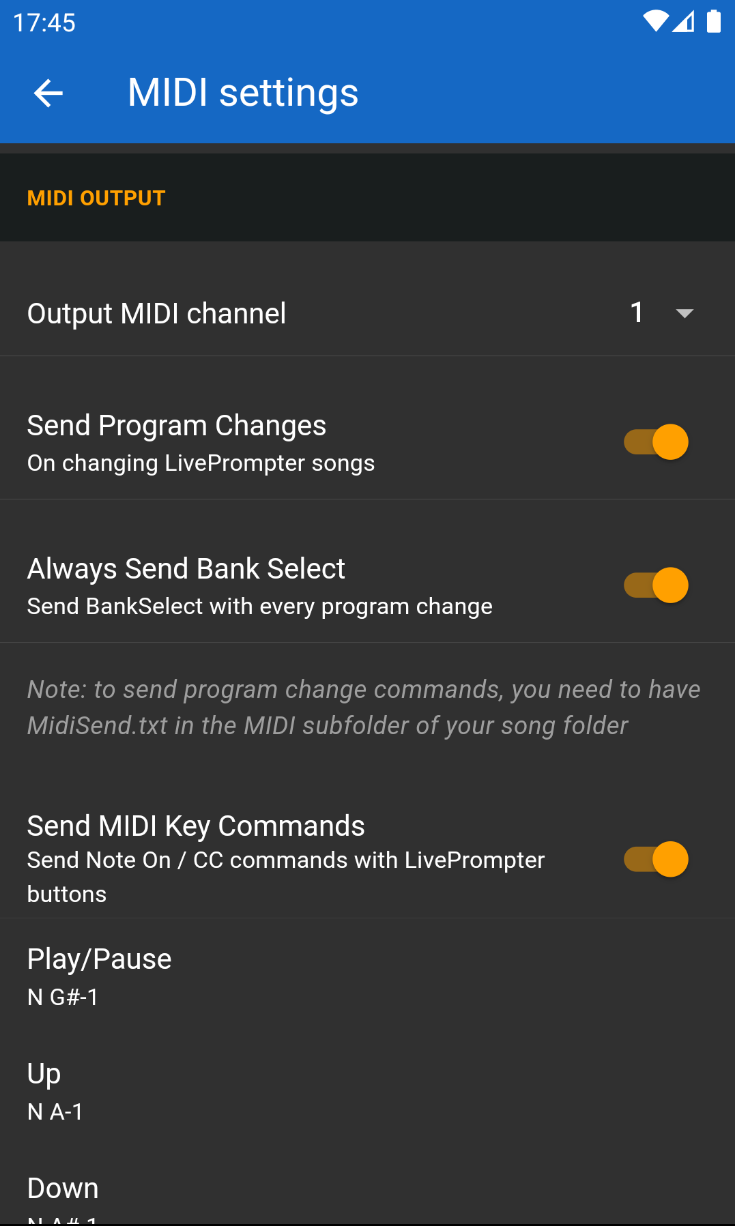 MIDI Control – LivePrompter
